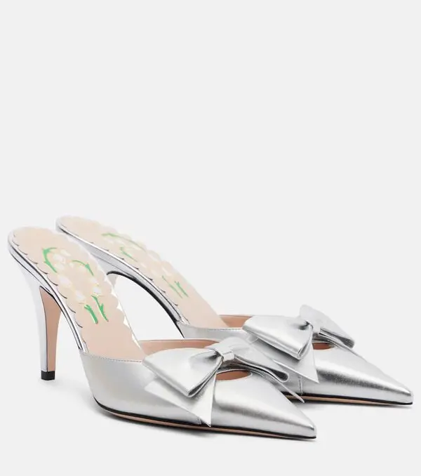 Valentino Garavani Metallic Leather Mules - Silver