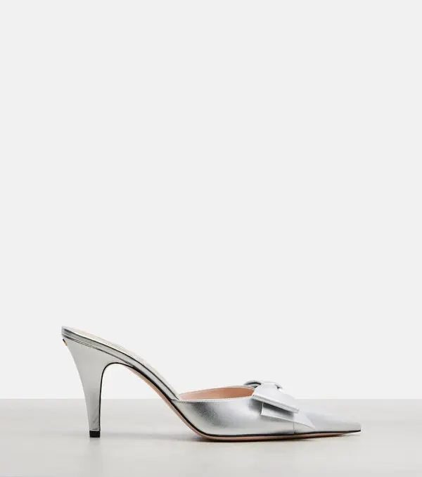 Valentino Garavani Metallic Leather Mules - Silver
