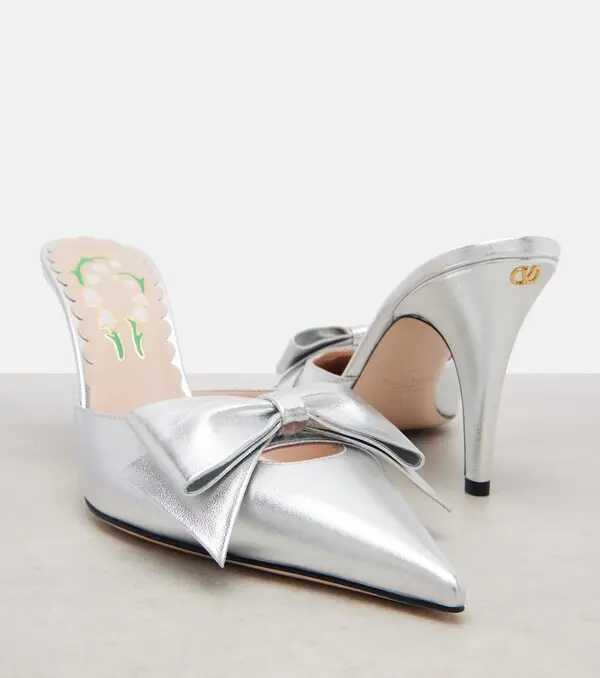 Valentino Garavani Metallic Leather Mules - Silver