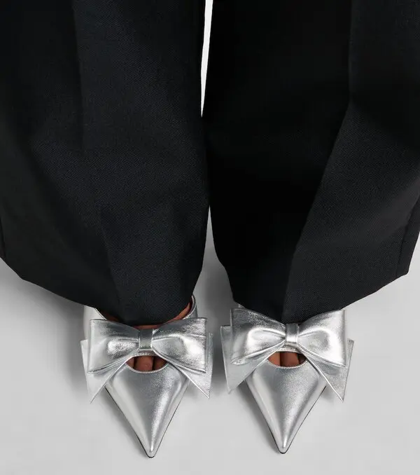 Valentino Garavani Metallic Leather Mules - Silver