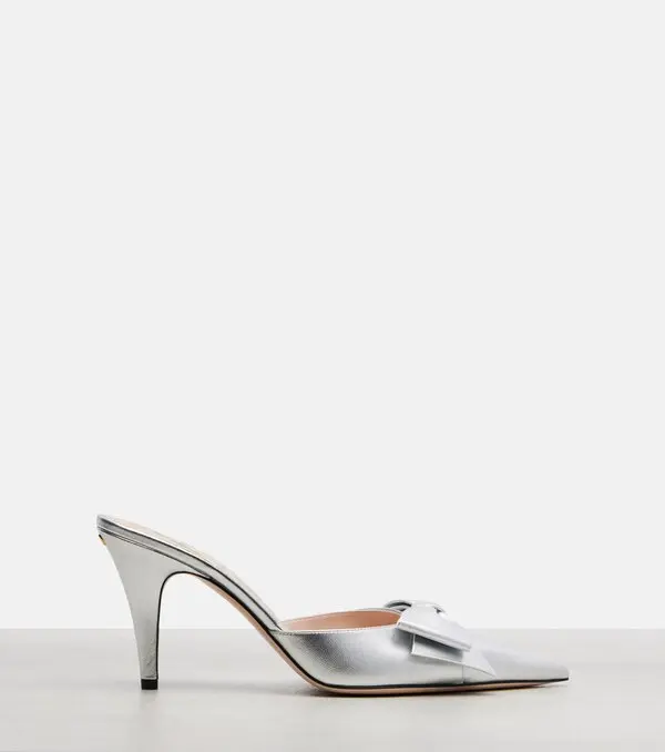Valentino Garavani Metallic Leather Mules - Silver