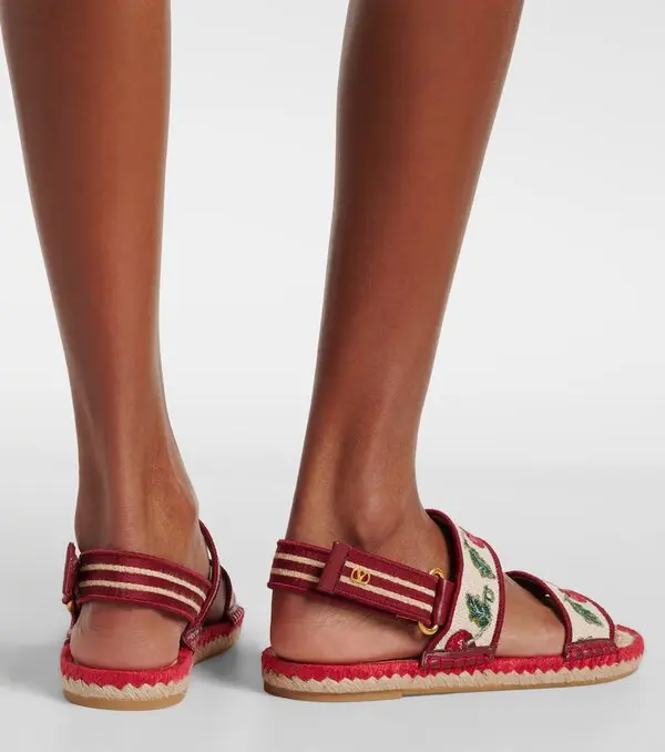 Valentino Garavani Leather-trimmed Espadrille Sandals