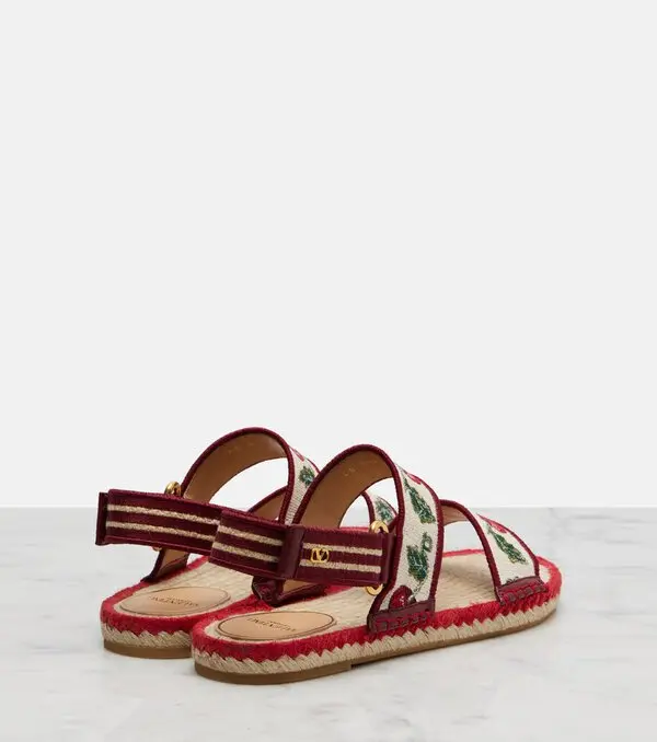 Valentino Garavani Leather-trimmed Espadrille Sandals