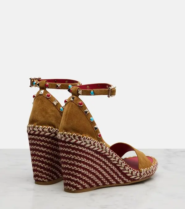 Valentino Garavani Rockstud Suede Wedge Sandals