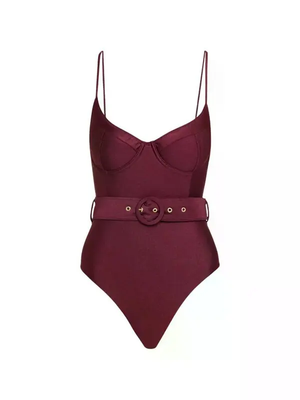 Simkhai Belted Bustier One-piece Swimsuit - Purple