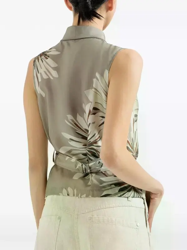 Brunello Cucinelli Floral-print Monili Vest - Neutrals