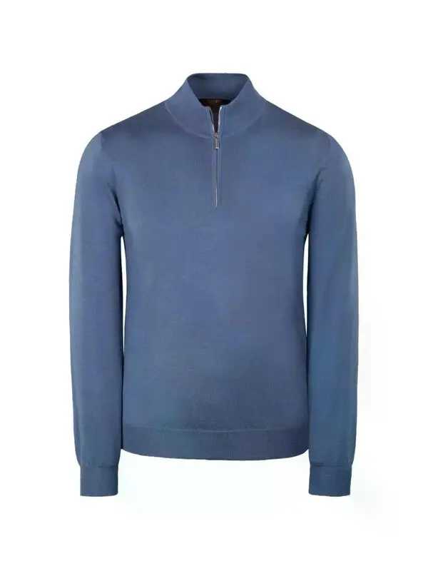 MOORER Terni Half-zip Sweater - Blue