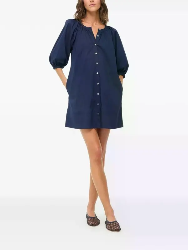 Staud Puffed-sleeve Button-fastening Mini Dress