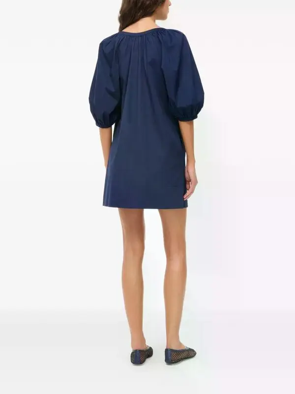 Staud Puffed-sleeve Button-fastening Mini Dress