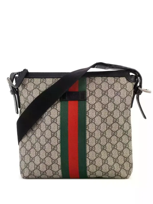 Gucci Web Messenger Bag Gg Coated Canvas - Black