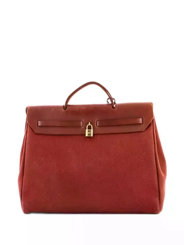 Hermès Herbag Zip Leather And Toile 39 Satchel