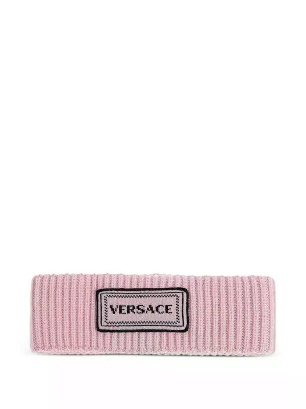 Versace Ribbed Knit Patch Headband - Pink