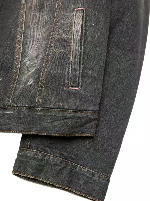 Acne Studios Washed Denim Jacket With Faux Shearling Collar
