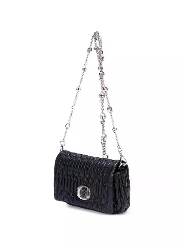 Miu Miu Cloqué Crystal-embellished Clutch Bag With Chain Strap - Black