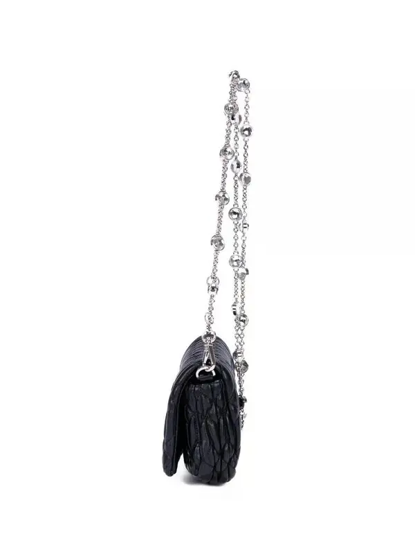 Miu Miu Cloqué Crystal-embellished Clutch Bag With Chain Strap - Black