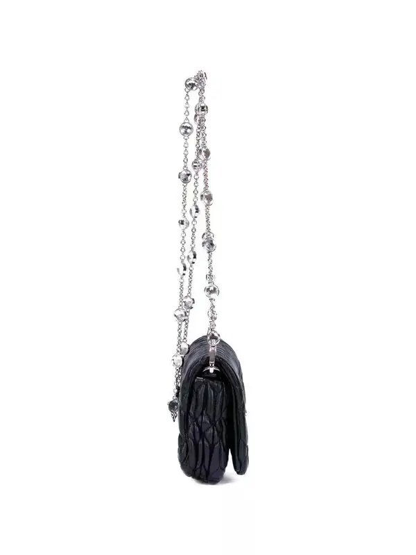 Miu Miu Cloqué Crystal-embellished Clutch Bag With Chain Strap - Black