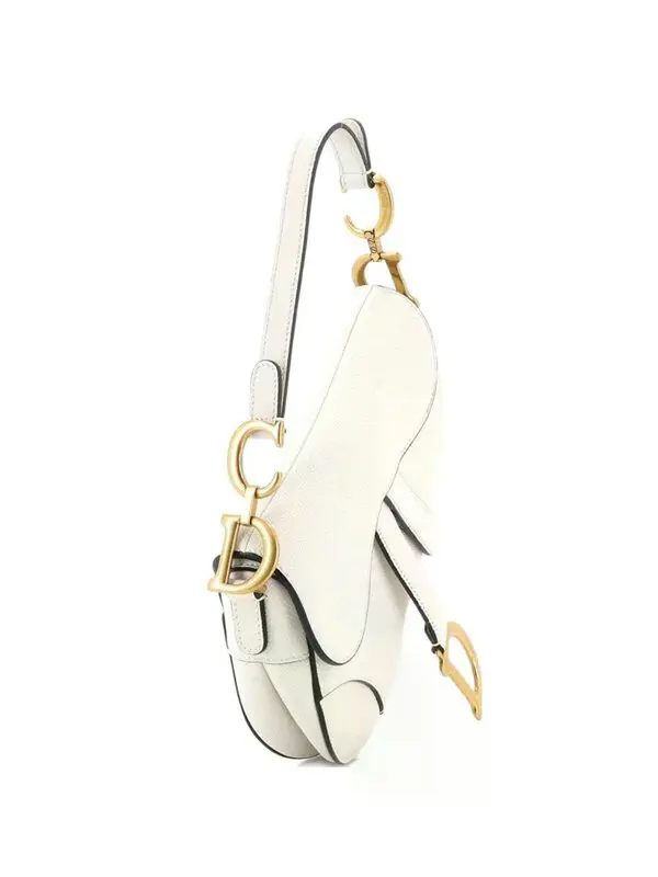 Dior Saddle Handbag Leather Mini Shoulder Bag - White