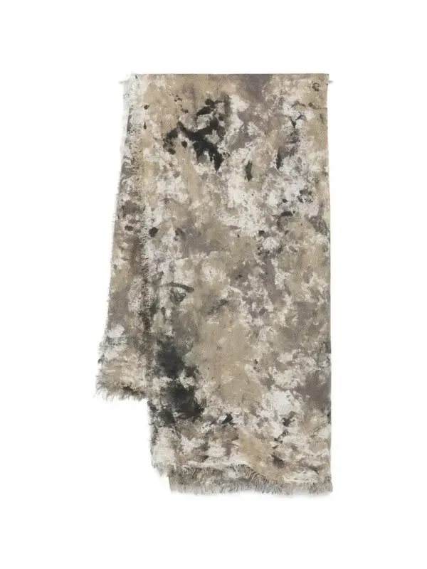 Avant Toi Zola" Camouflage Effect Modal Linen Silk Scarf 130x135 - Brown