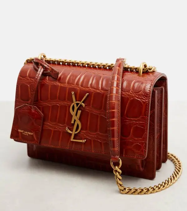 Saint Laurent Sunset Small Leather Crossbody Bag - Brown
