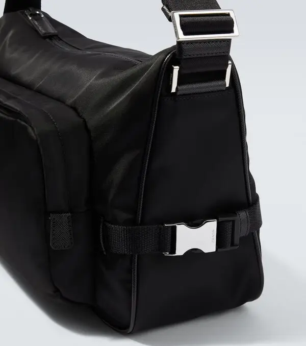 Prada Leather-trimmed Shoulder Bag - Black