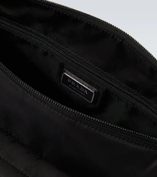 Prada Leather-trimmed Shoulder Bag - Black
