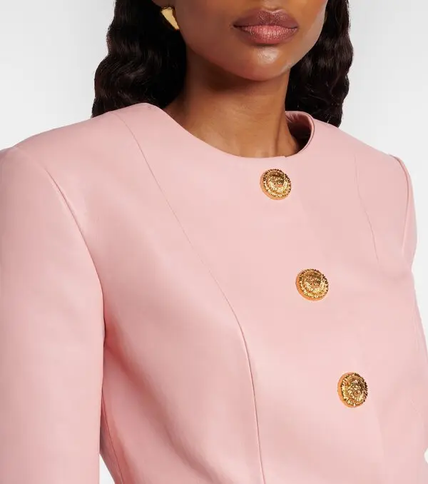 Balmain Cropped Leather Jacket