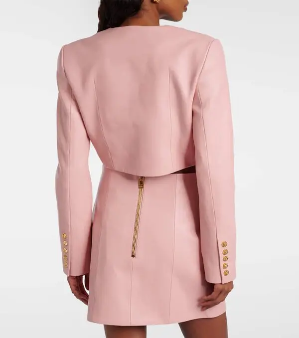 Balmain Cropped Leather Jacket