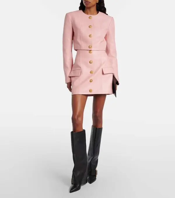 Balmain Cropped Leather Jacket