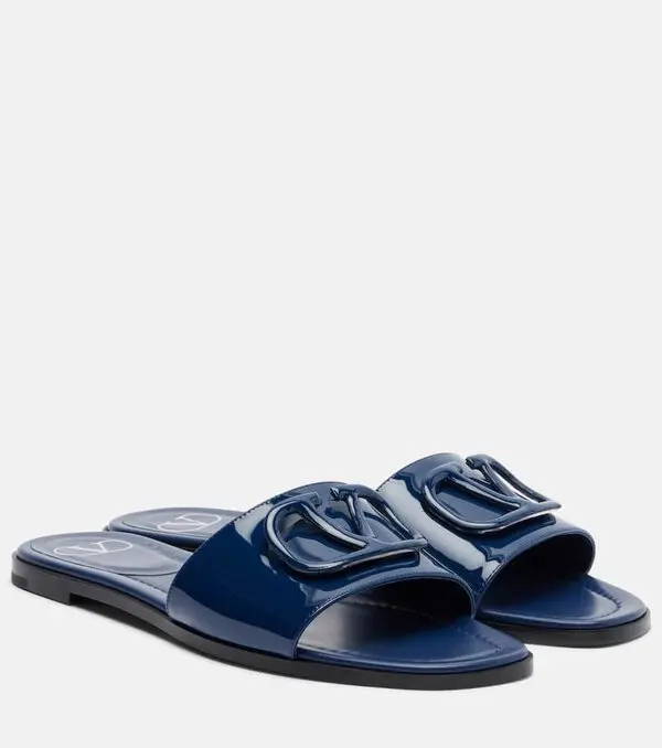 Valentino Garavani Vlogo Patent Leather Slides