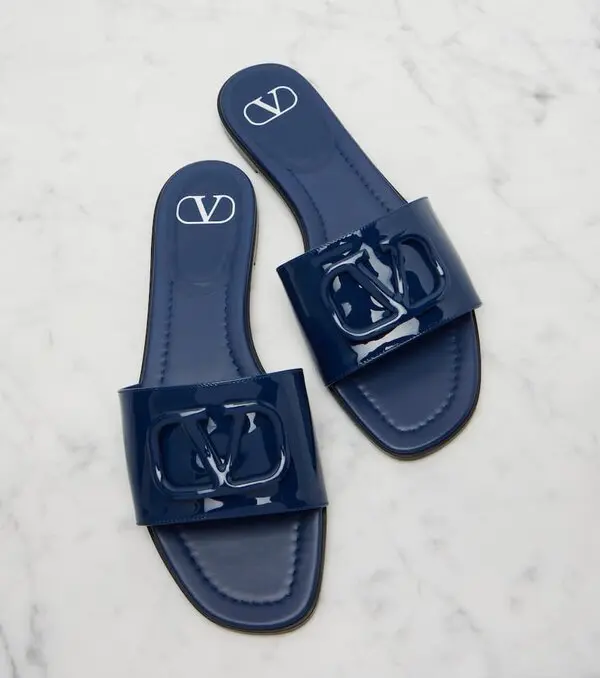 Valentino Garavani Vlogo Patent Leather Slides