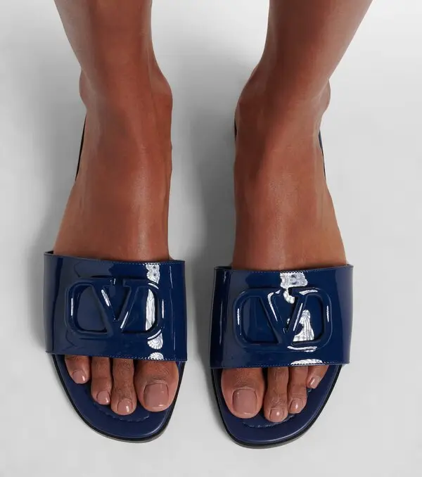 Valentino Garavani Vlogo Patent Leather Slides