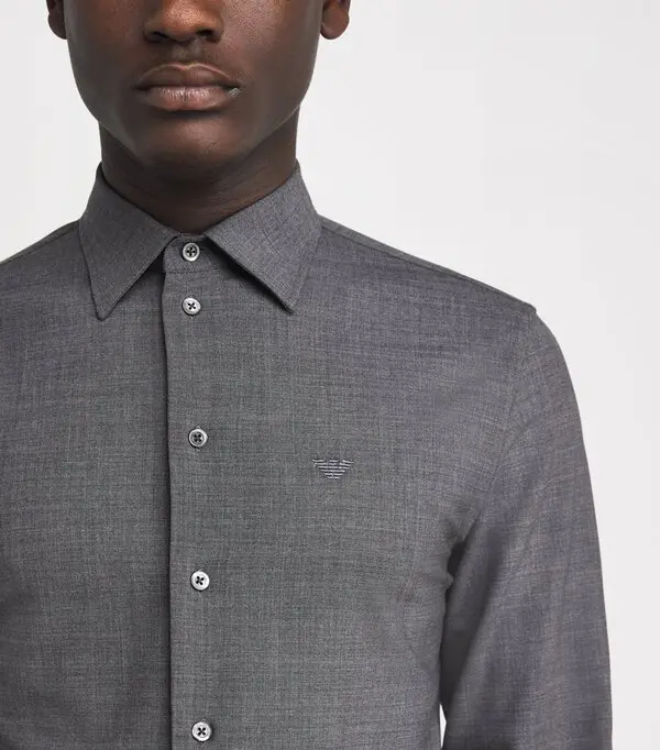 Emporio Armani Stretch-wool Logo Shirt