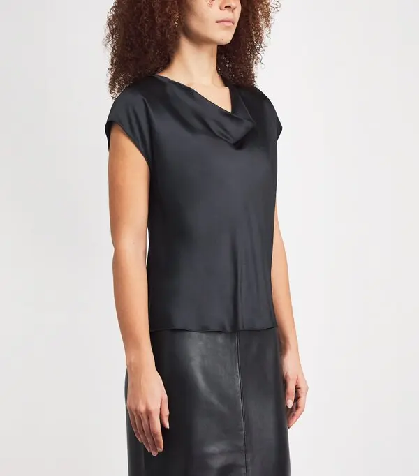 Vince Silk Cowl-neck Blouse - Black
