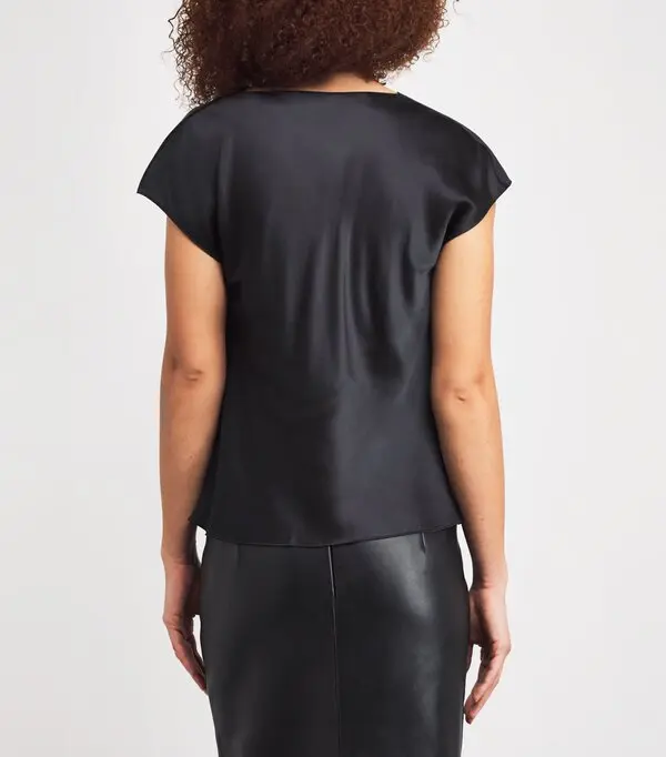 Vince Silk Cowl-neck Blouse - Black