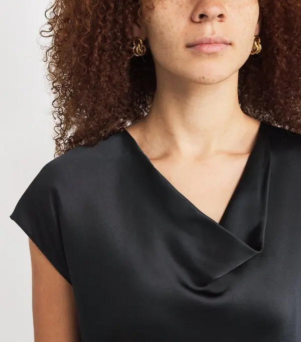Vince Silk Cowl-neck Blouse - Black
