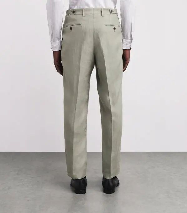 Corneliani Virgin Wool-linen Tailored Trousers