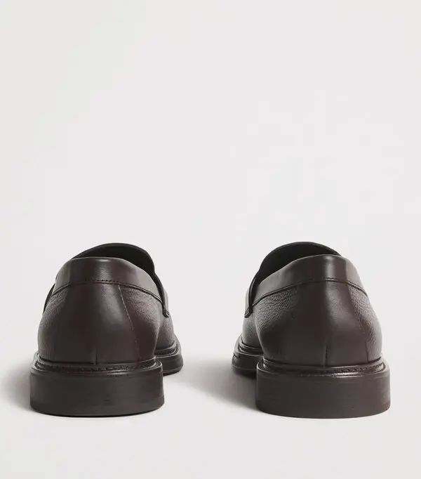Emporio Armani Grained Leather Loafers With Eagle Detail