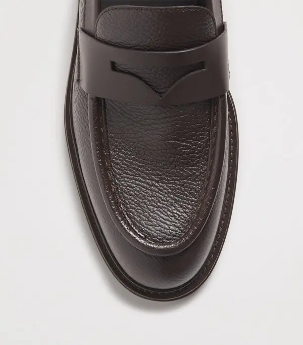 Emporio Armani Grained Leather Loafers With Eagle Detail