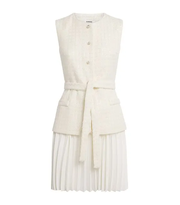 open lace back dress Sandro // Tweed Belted Dress – VSP Consignment main image 1