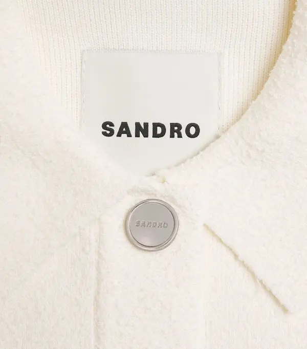 Sandro Bouclé Denim-trim Cardigan - Beige