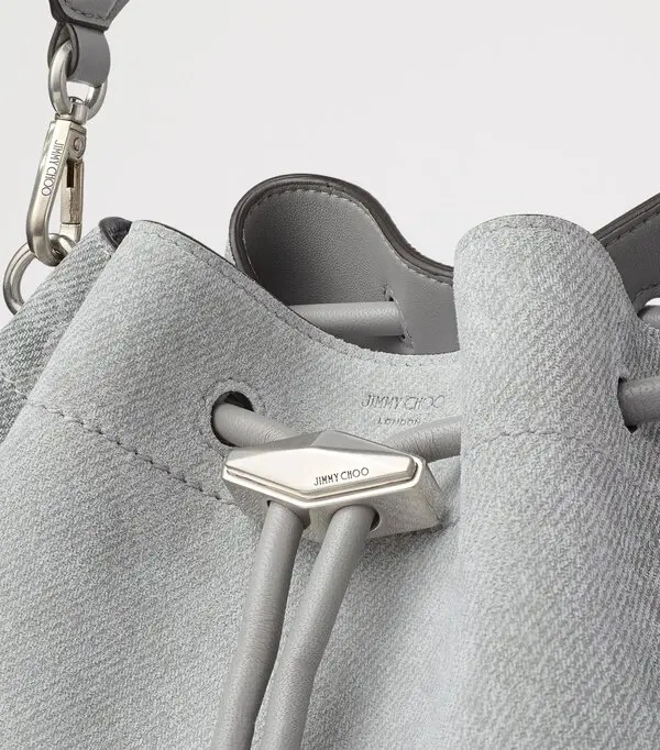 JIMMY CHOO Medium Cinch Suede Denim Shoulder Bag - Grey