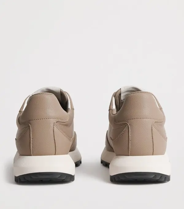 Emporio Armani Logo Embossed Sneakers - Beige