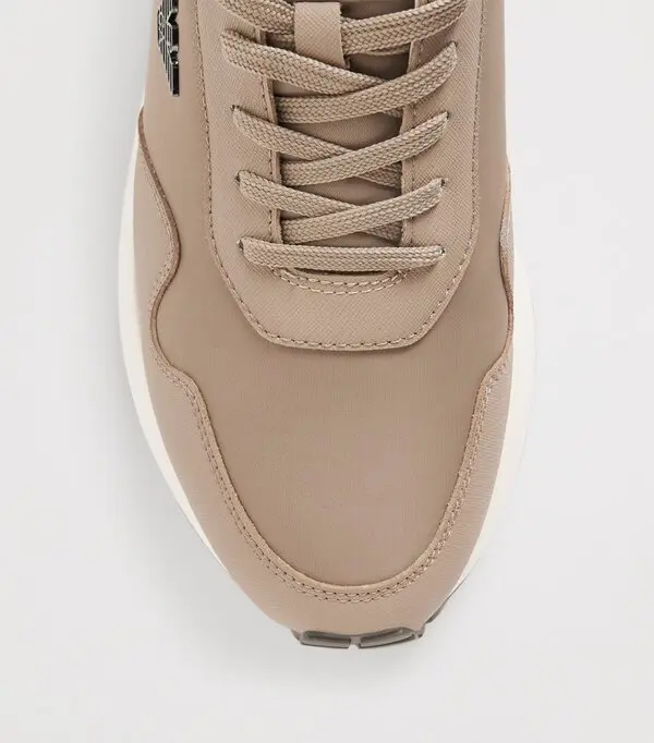 Emporio Armani Logo Embossed Sneakers - Beige