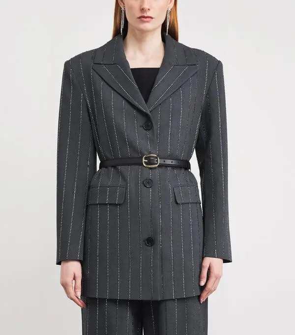 SELF-PORTRAIT Embellished Pinstripe Blazer