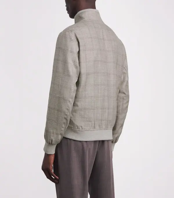 FIORONI CASHMERE Wool-blend Check Bomber Jacket