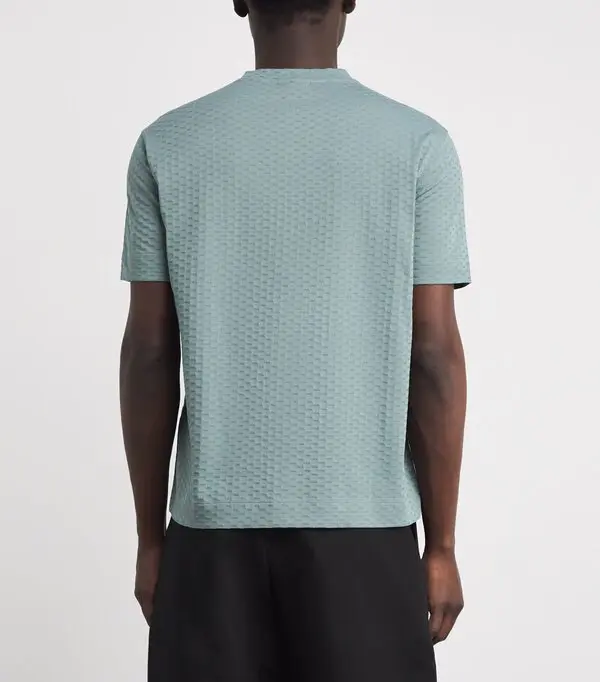 Emporio Armani Cotton-jersey Jacquard T-shirt - Blue