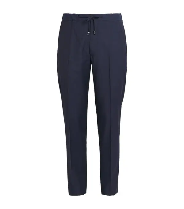 FIORONI CASHMERE Wool-mohair Drawstring Tailored Trousers