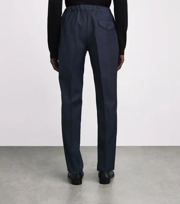 FIORONI CASHMERE Wool-mohair Drawstring Tailored Trousers
