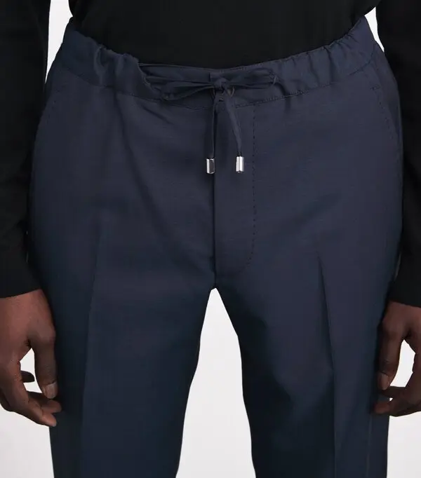 FIORONI CASHMERE Wool-mohair Drawstring Tailored Trousers