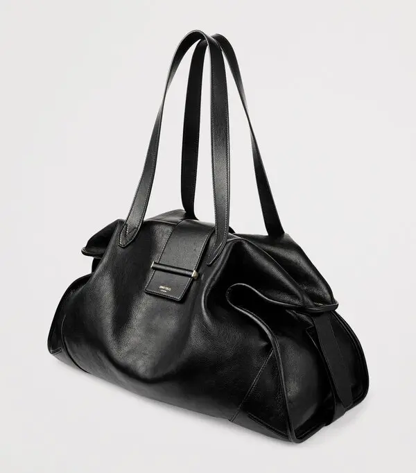 JIMMY CHOO Leather Bar Holdall Bag - Black